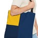 Blue and Yellow Color Block Shopping Tote Bag Reusable Washable Fabric ...