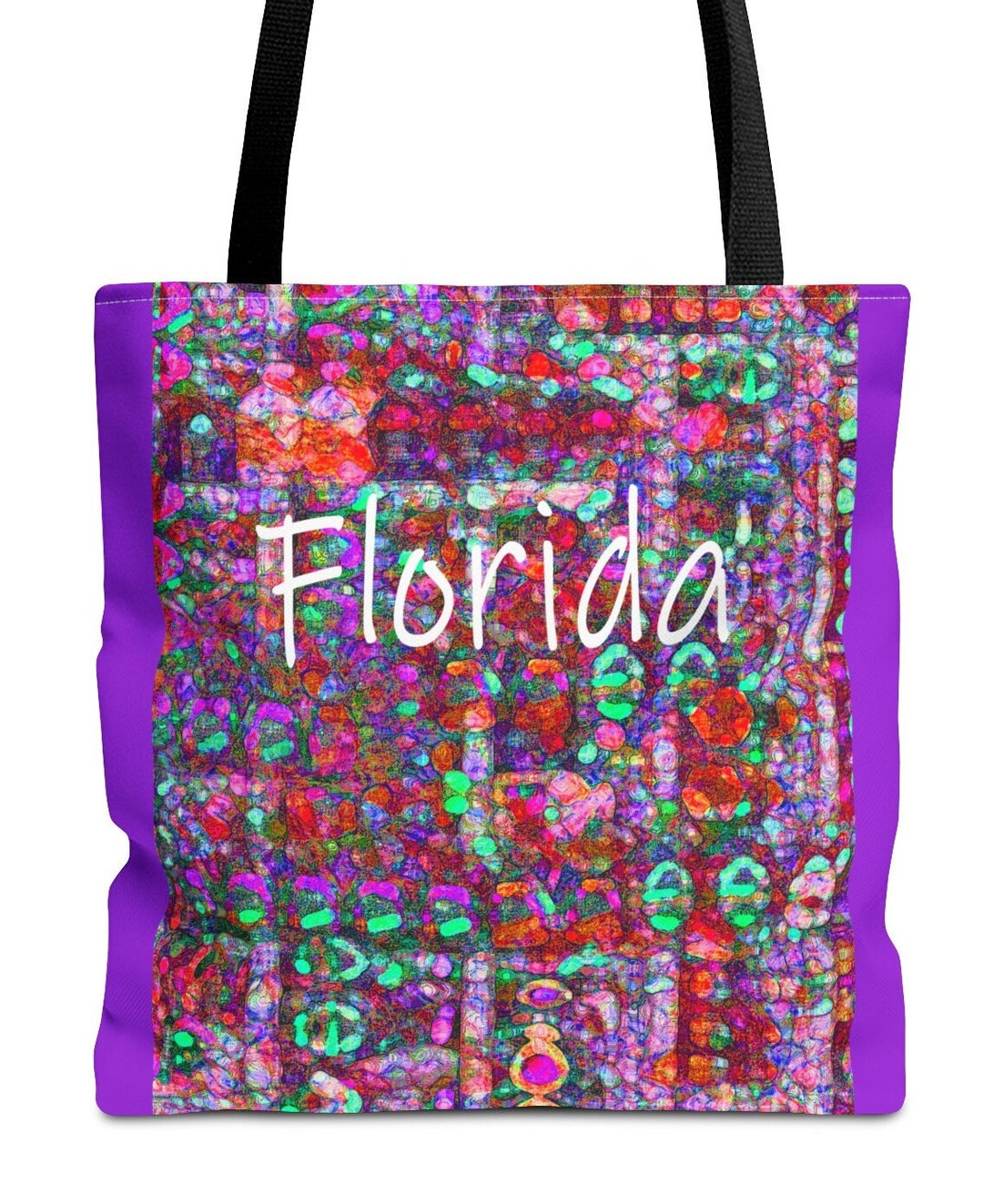 Florida Tote Bag in Beautiful Gem Colors Purple Green Red and Orange ...
