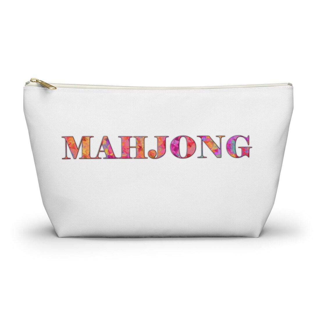 White Mahjong Pouch Colorful Lettering Printed ON the FRONT of This ...