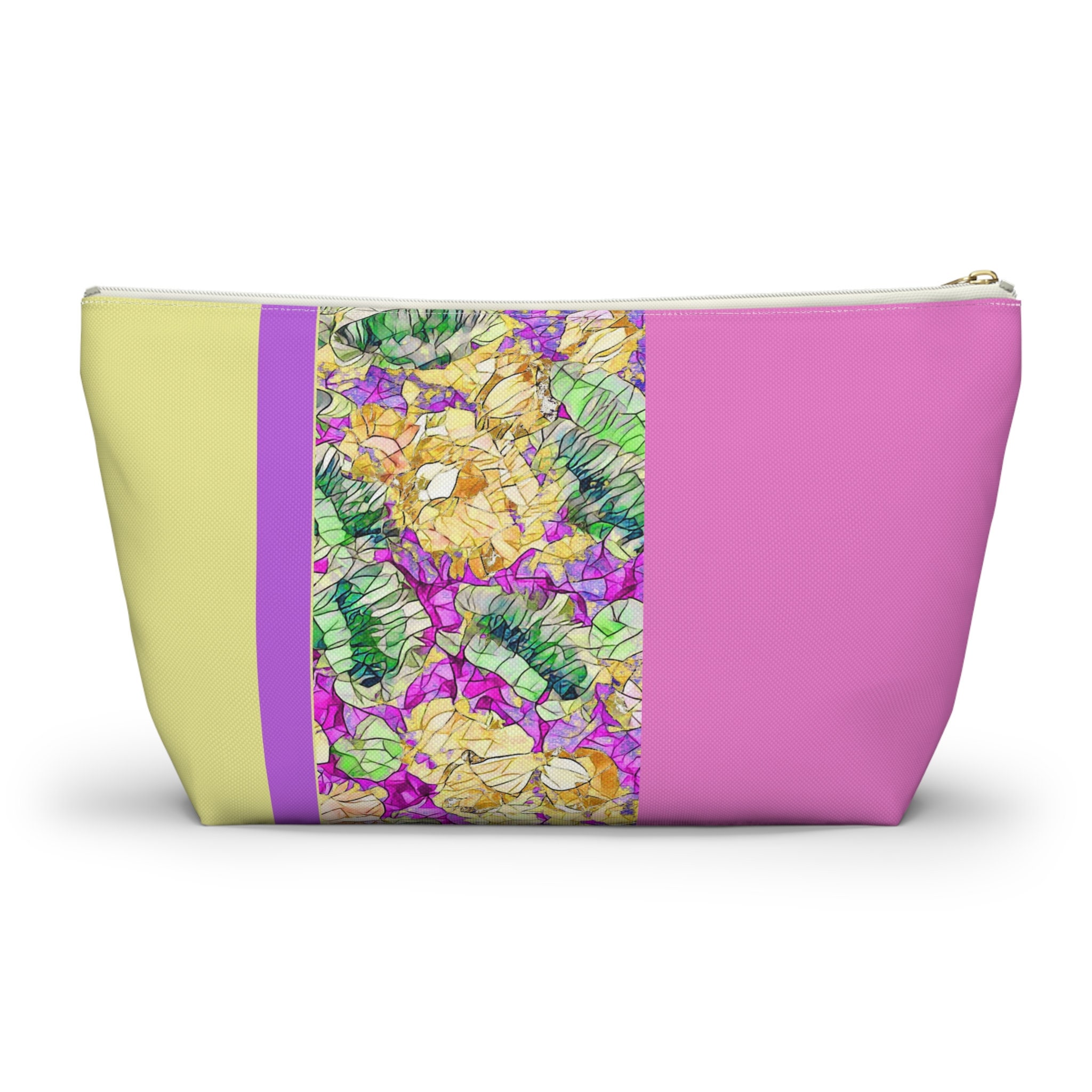 Elegant Cosmetic Bag Accessory Pouch Yellow and Rose With Colorful ...