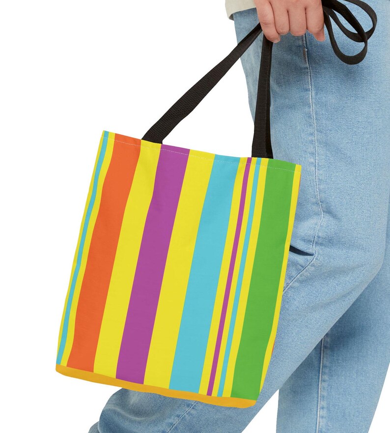 Color Striped Tote Farmersmarket Tote Bag Washable Reusable Grocery ...