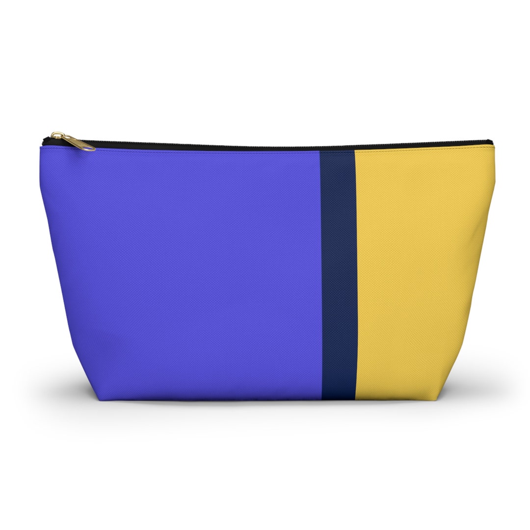 Colorful Cosmetic Bag Accessory Pouch in Blue and Yellow With Front ...