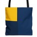 Blue and Yellow Color Block Shopping Tote Bag Reusable Washable Fabric ...