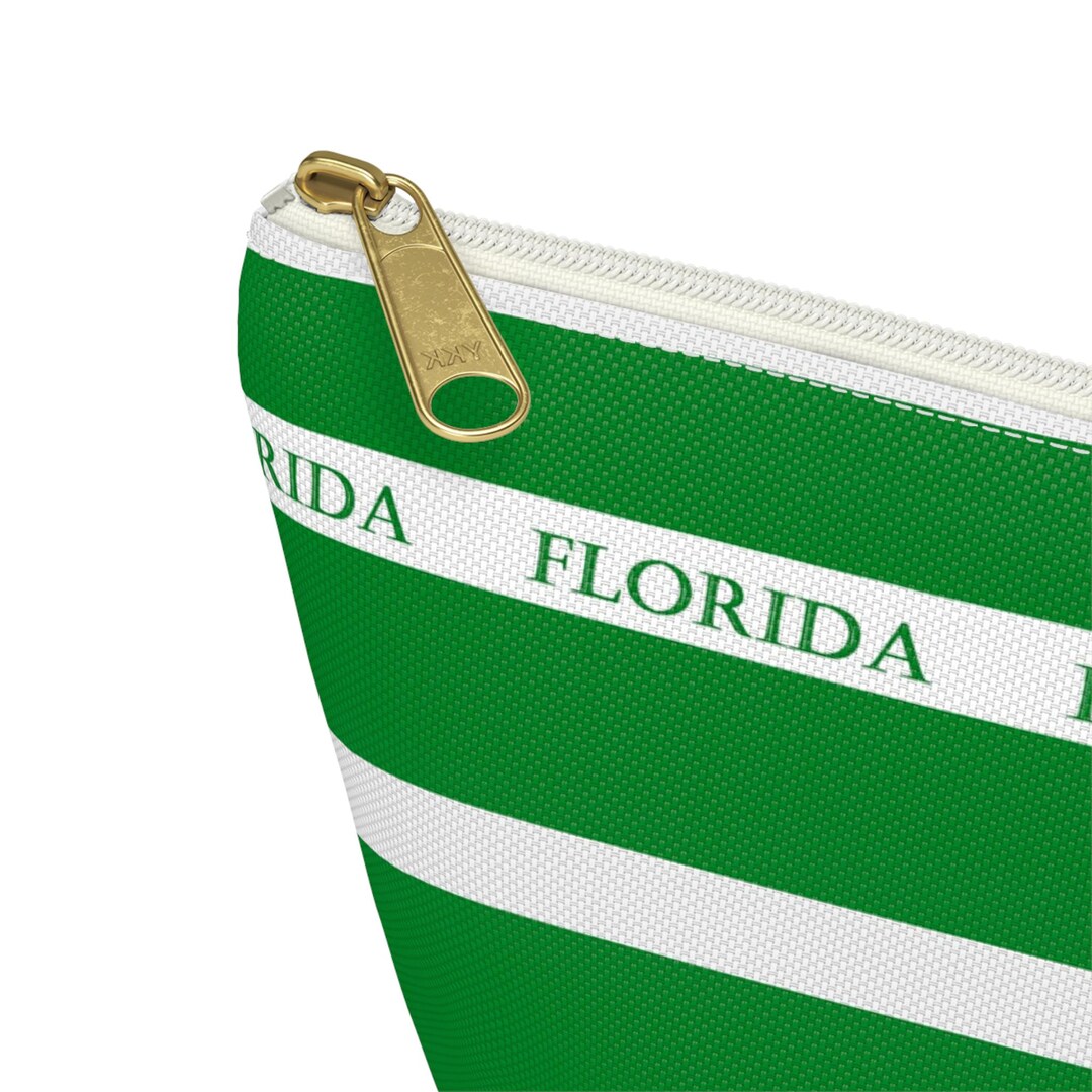 Florida Striped Accessory Pouch: Summer Travel Makeup Bag 8" Length or ...