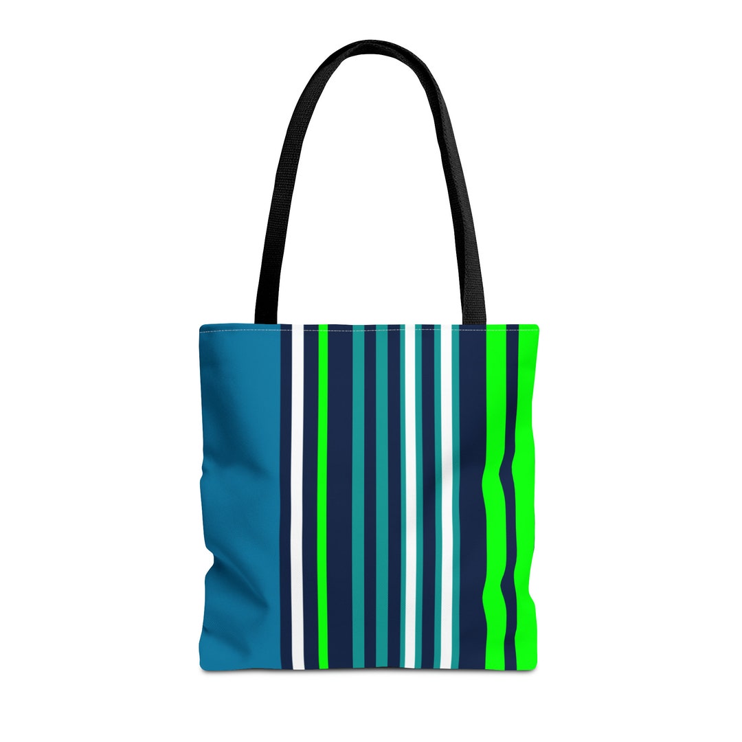 Tote Bag in Blue Green and White, With Shoulder Straps, a Beautiful ...