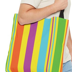 Color Striped Tote Farmersmarket Tote Bag Washable Reusable Grocery ...