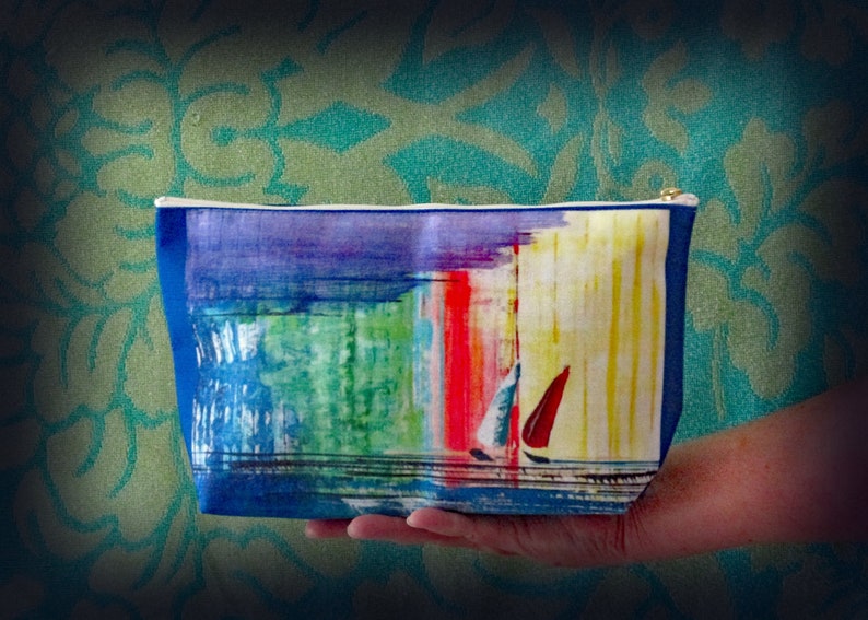 Accessory Pouch in Colorful Sailboat Art Design, Beautiful Rich Gift ...