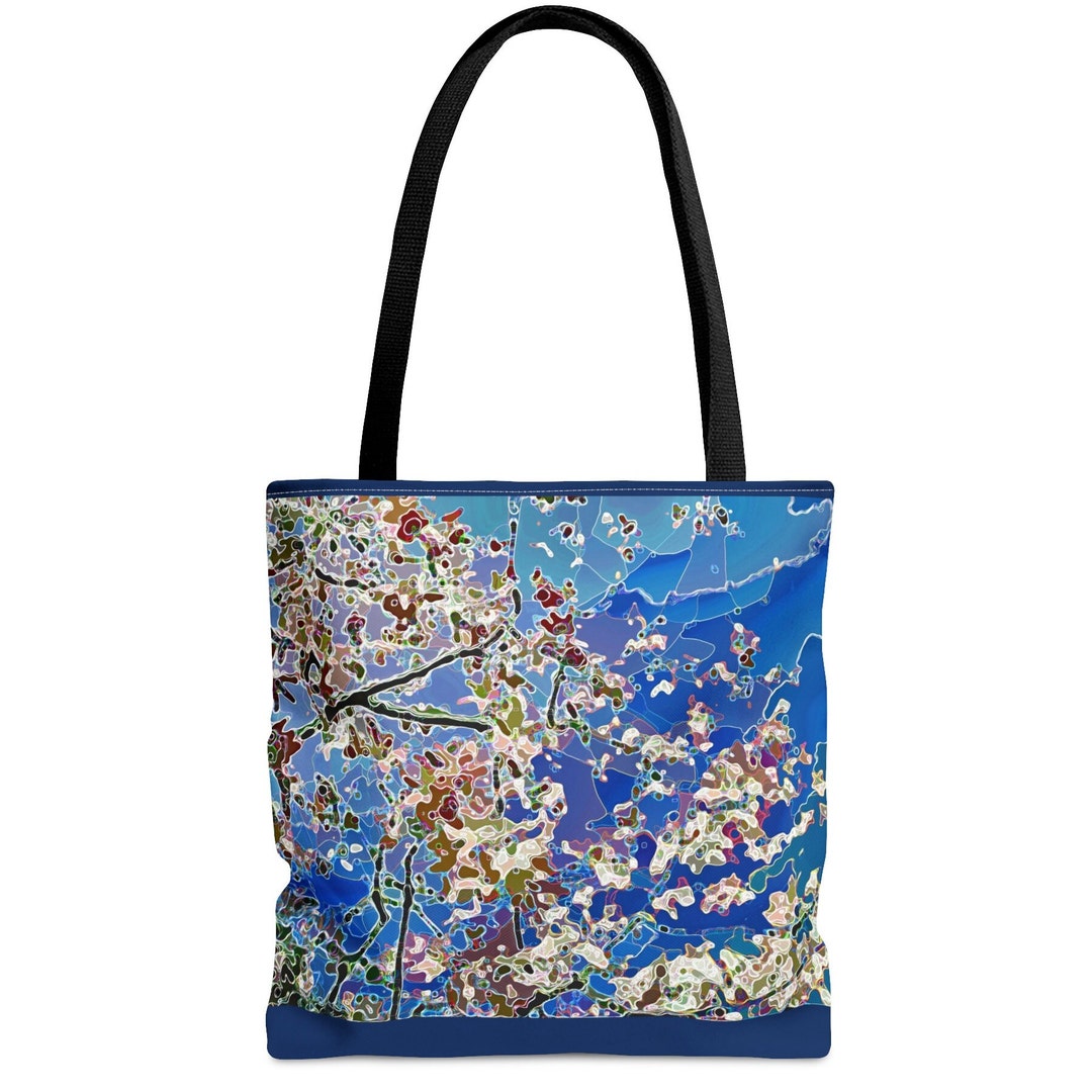 Blue Tote Bag With Tree Art. This Beautiful Flowering Tree is - Etsy