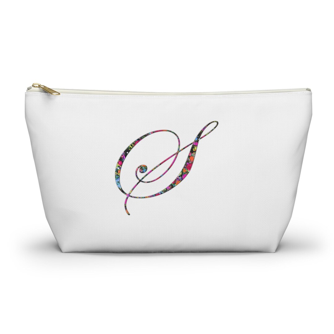 Personalized Accessory Pouch, Large Bag With Monogram Letter Printed on ...