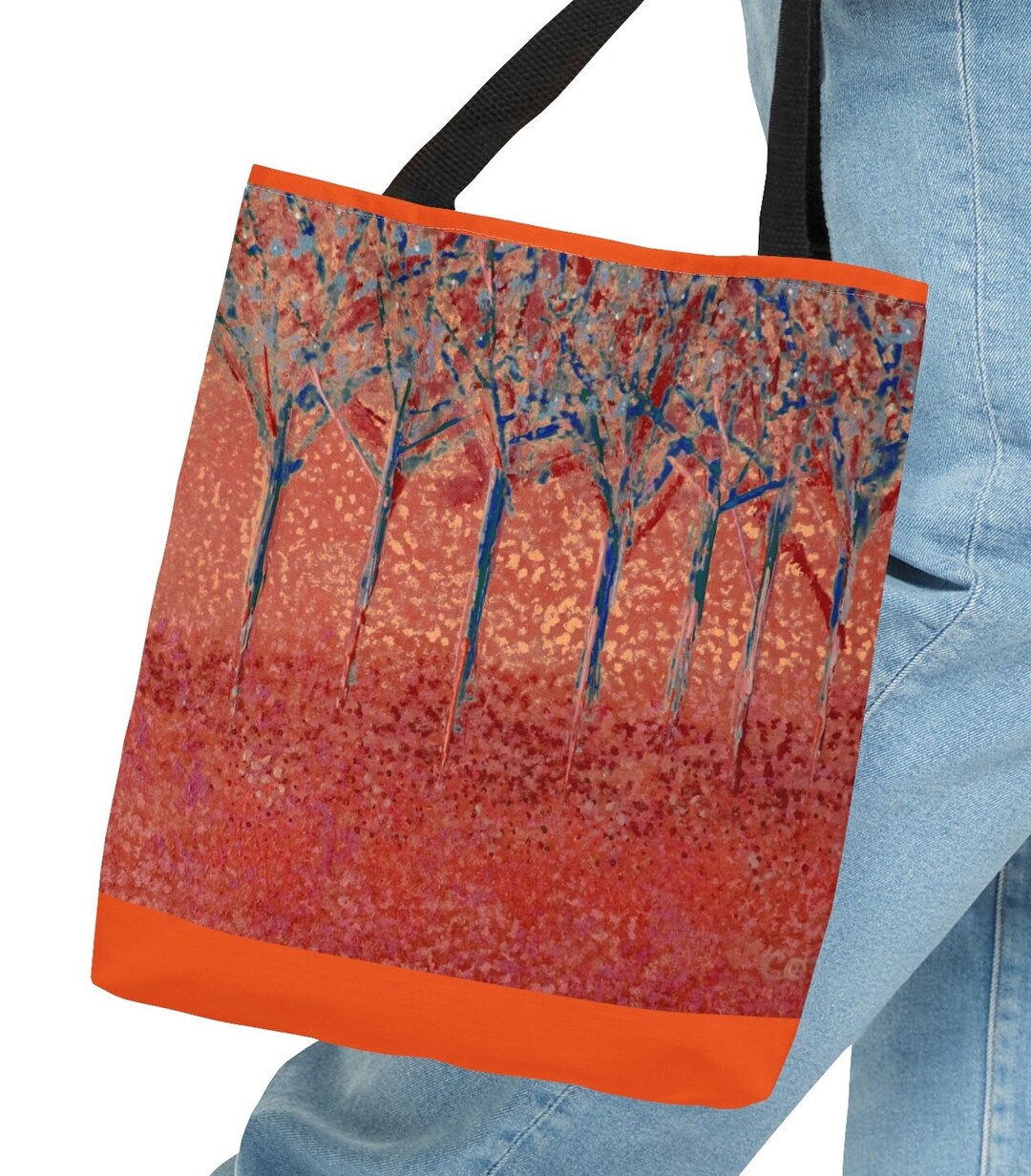 Orange Tote Bag, Canvas Fabric Book Bag for Farmersmarket Grocery ...