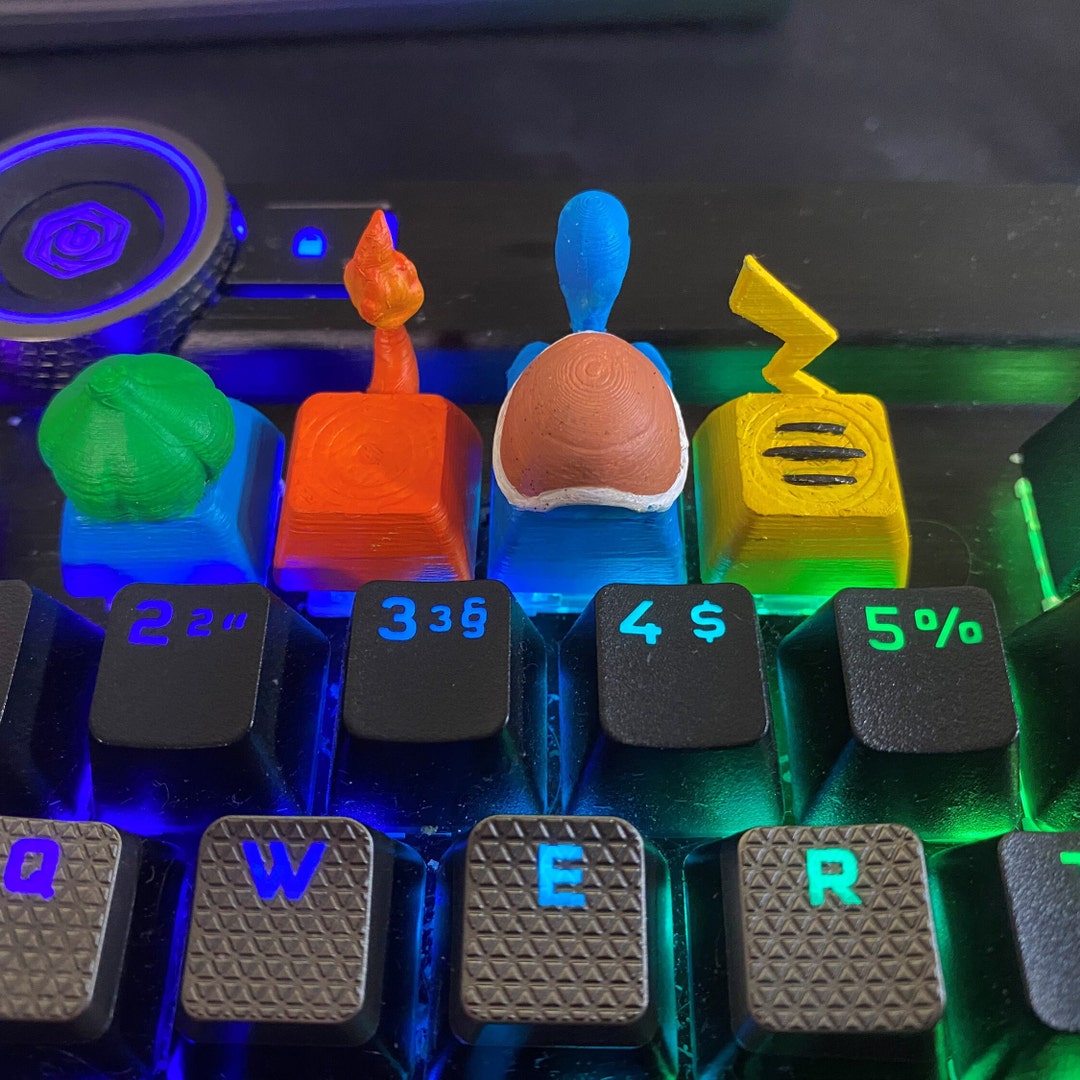 Pokemon Keycaps/ Keyboard Keys Pikachu, Squirtle, Charmander, Bulbasaur ...