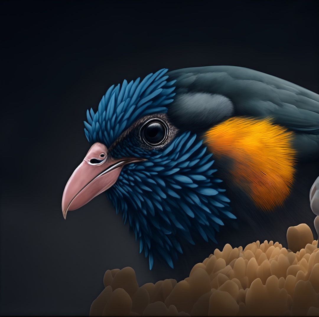 Blue, Bird, Exotic, Poster, AI Generated, Digital, Artwork, Print ...