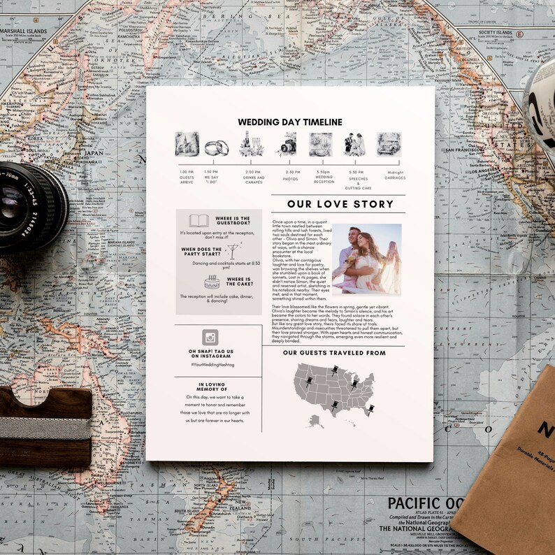 Newspaper Wedding Program Template, Editable Wedding Magazine ...