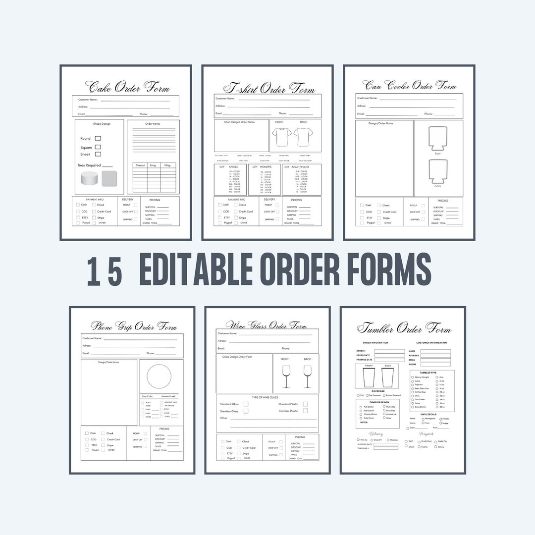 Mega Bundle:order Form Templates for Small Business, Editable Small ...