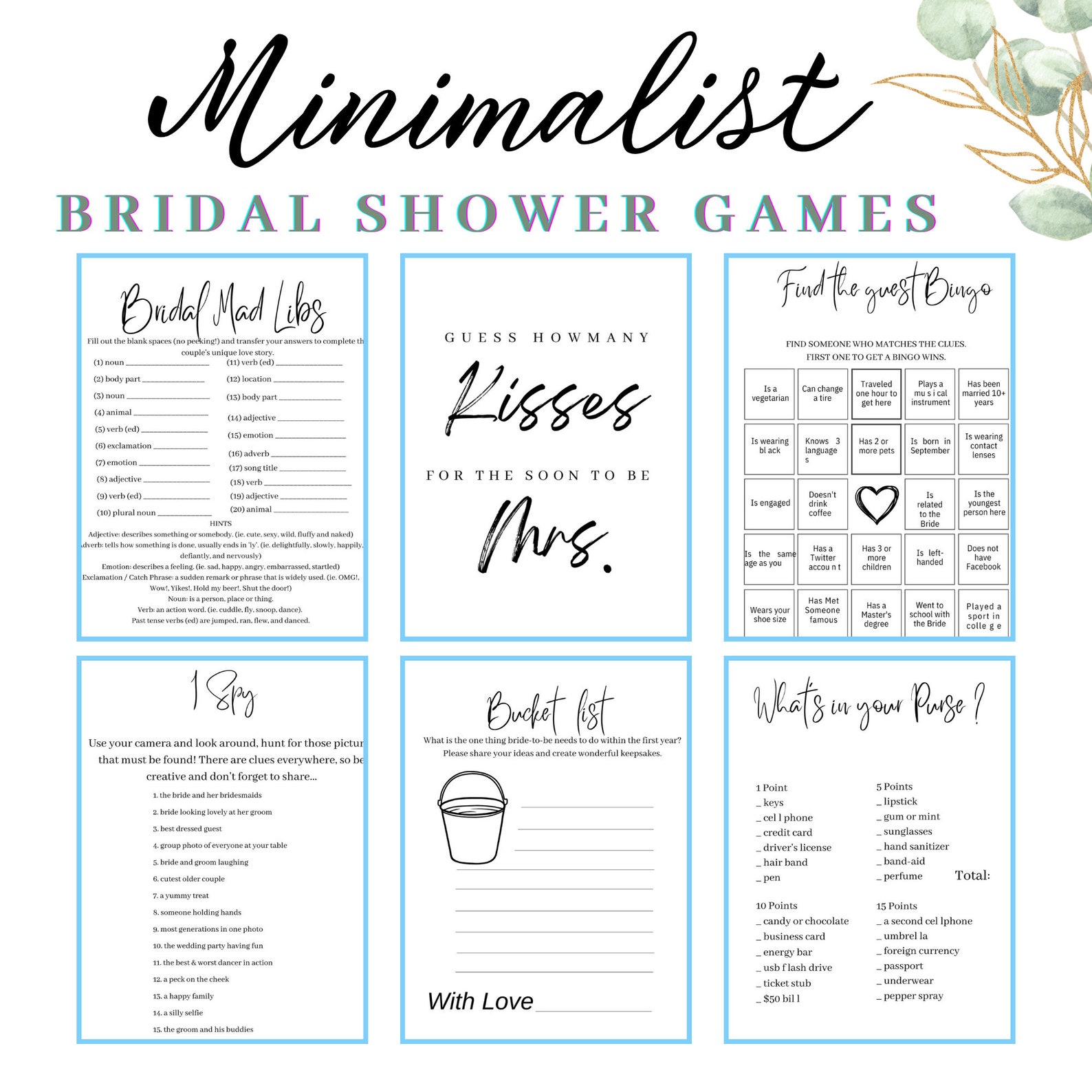 Minimalist Bridal Shower Games,perfect Match Bridal Shower Game,scratch ...