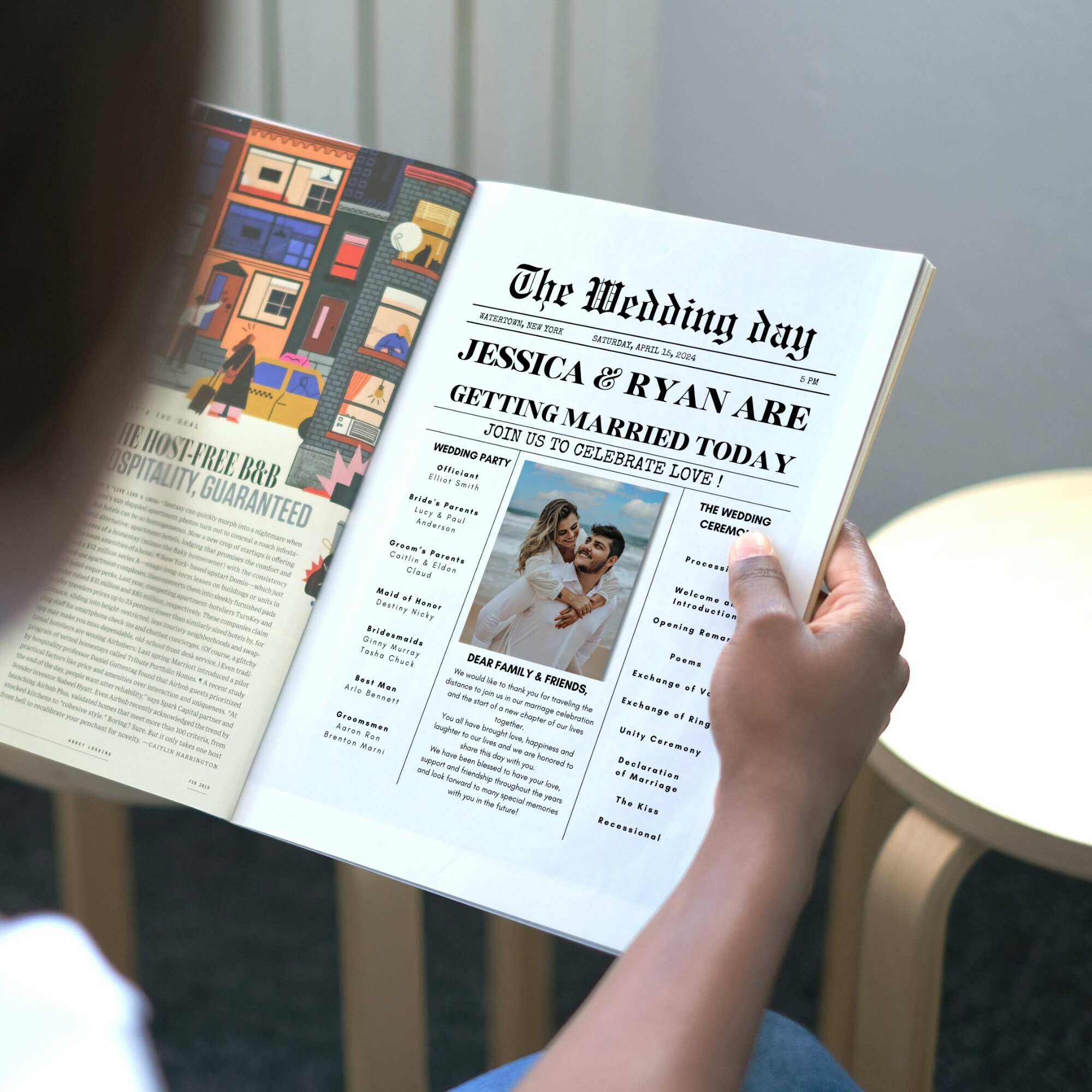 Newspaper Wedding Program Template, Editable Wedding Magazine ...