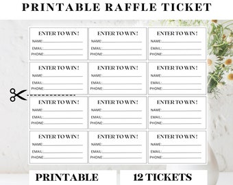 Editable Raffle Ticket, Enter to Win Printable Ticket, Printable Raffle ...