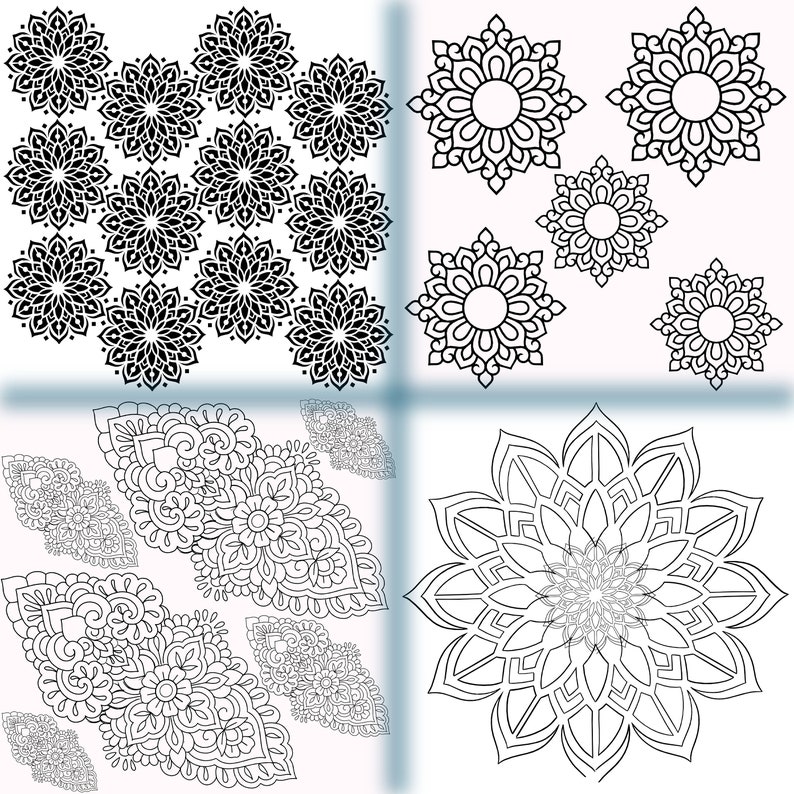 Mandala Pattern, Digital Paper Pack, Mandala Clip Art, Mandala ...