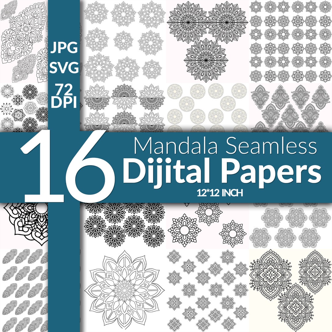 Mandala Pattern, Digital Paper Pack, Mandala Clip Art, Mandala ...