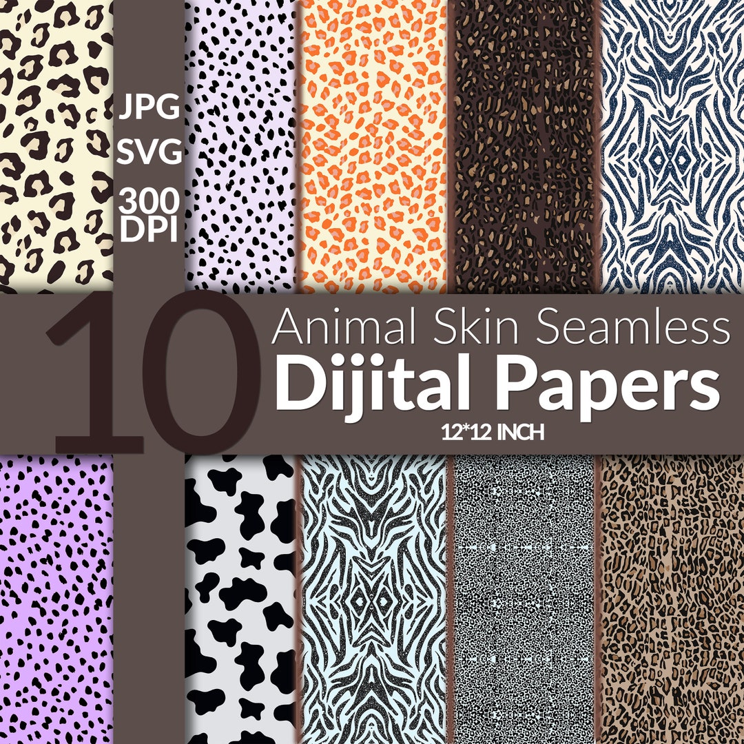 Animal Skin Textures Digital Paper, Wild Animal Skin, Safari Patterns ...