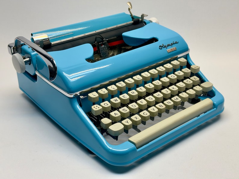 Blue Olympia Monica Typewriter - 1960 Model, Excellent Condition ...