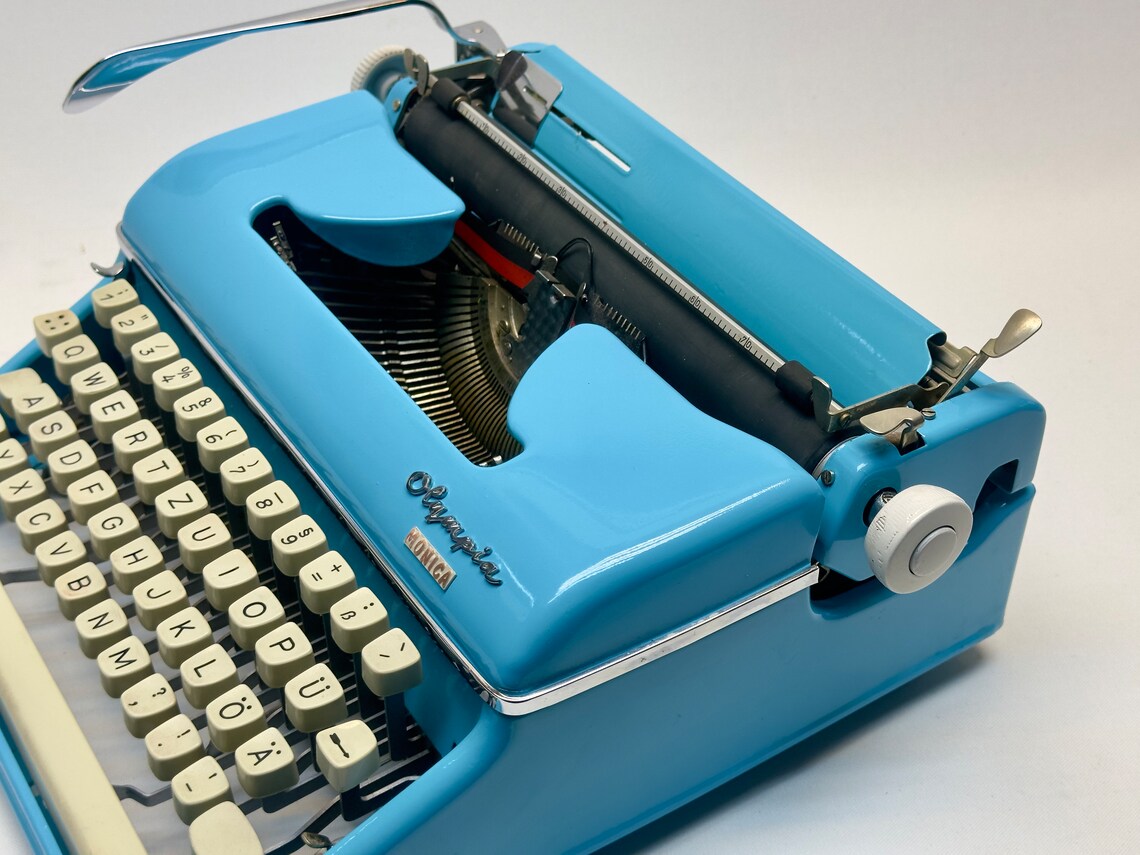 Blue Olympia Monica Typewriter 1960 Model, Excellent Condition White ...