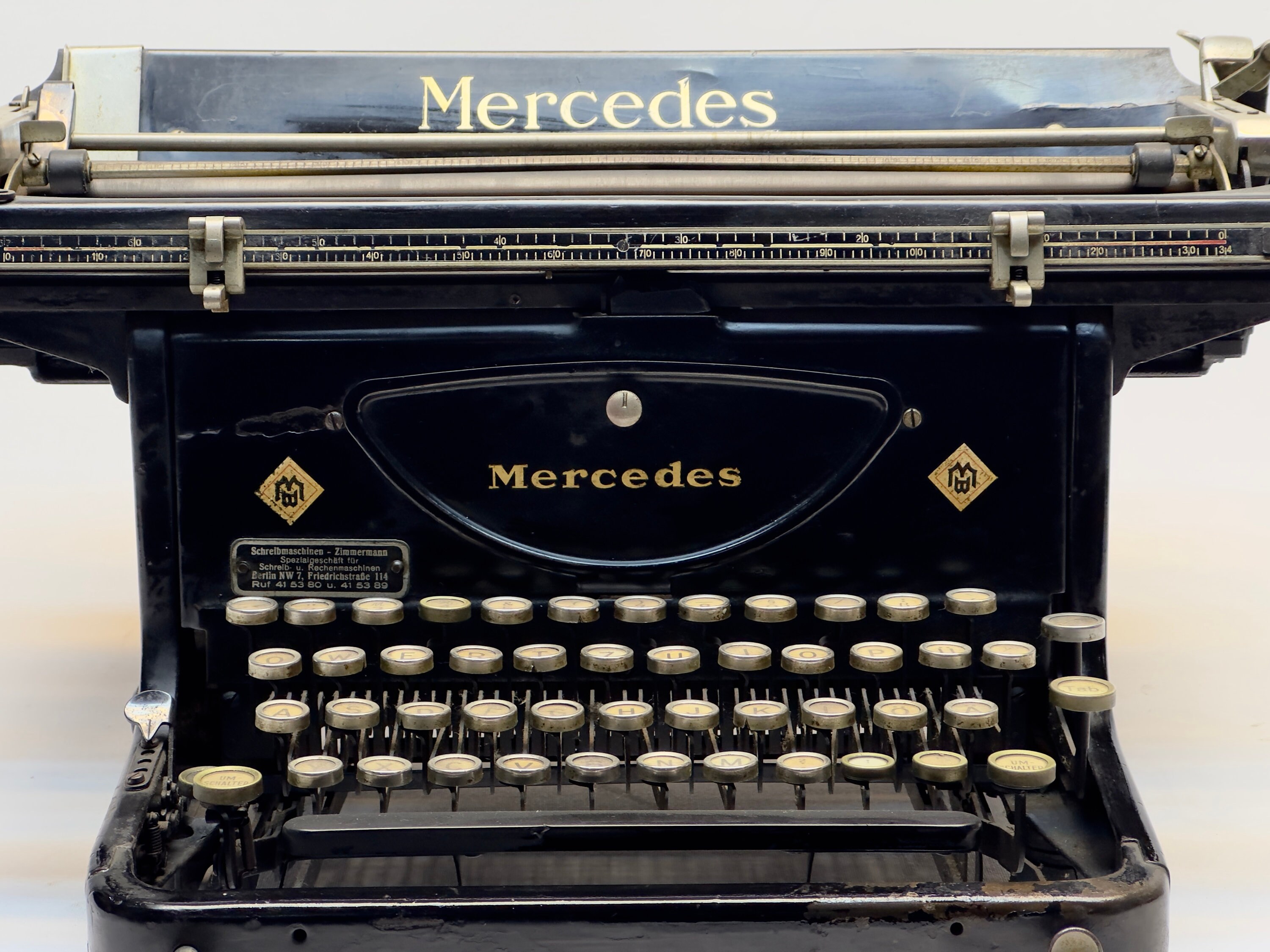 Mercedes Typewriter - Vintage 1935 Model With QWERTZ Layout and Glass ...