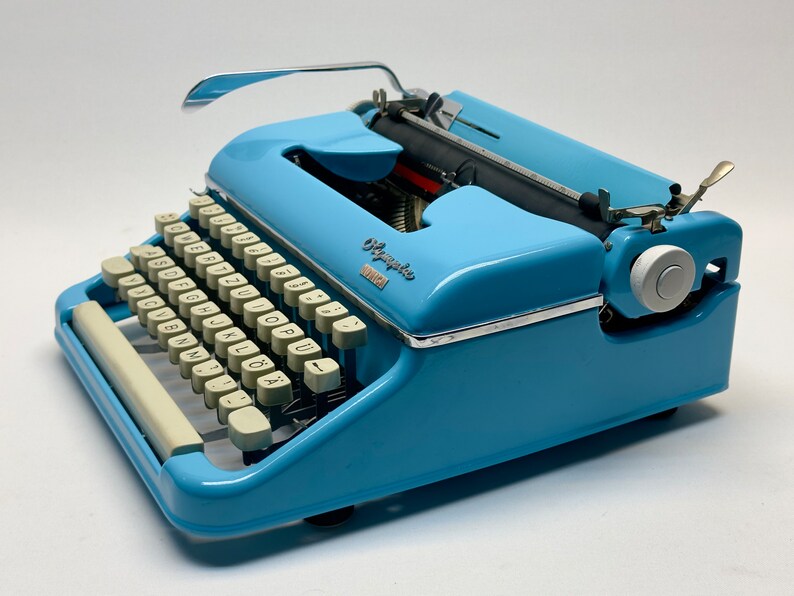 Blue Olympia Monica Typewriter - 1960 Model, Excellent Condition ...