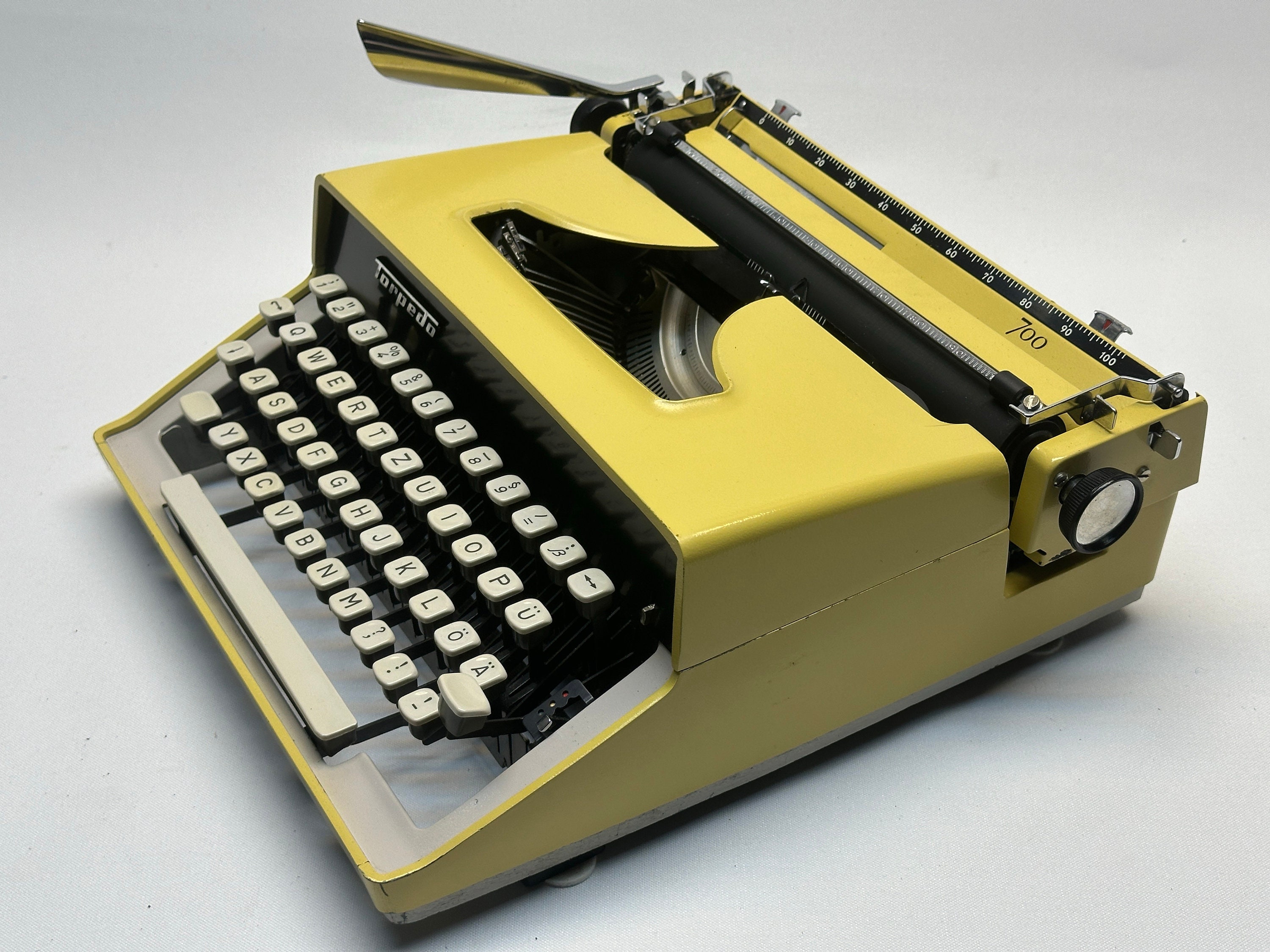 Vintage Torpedo Typewriter - Classic Yellow Model From 1960 With QWERTZ ...