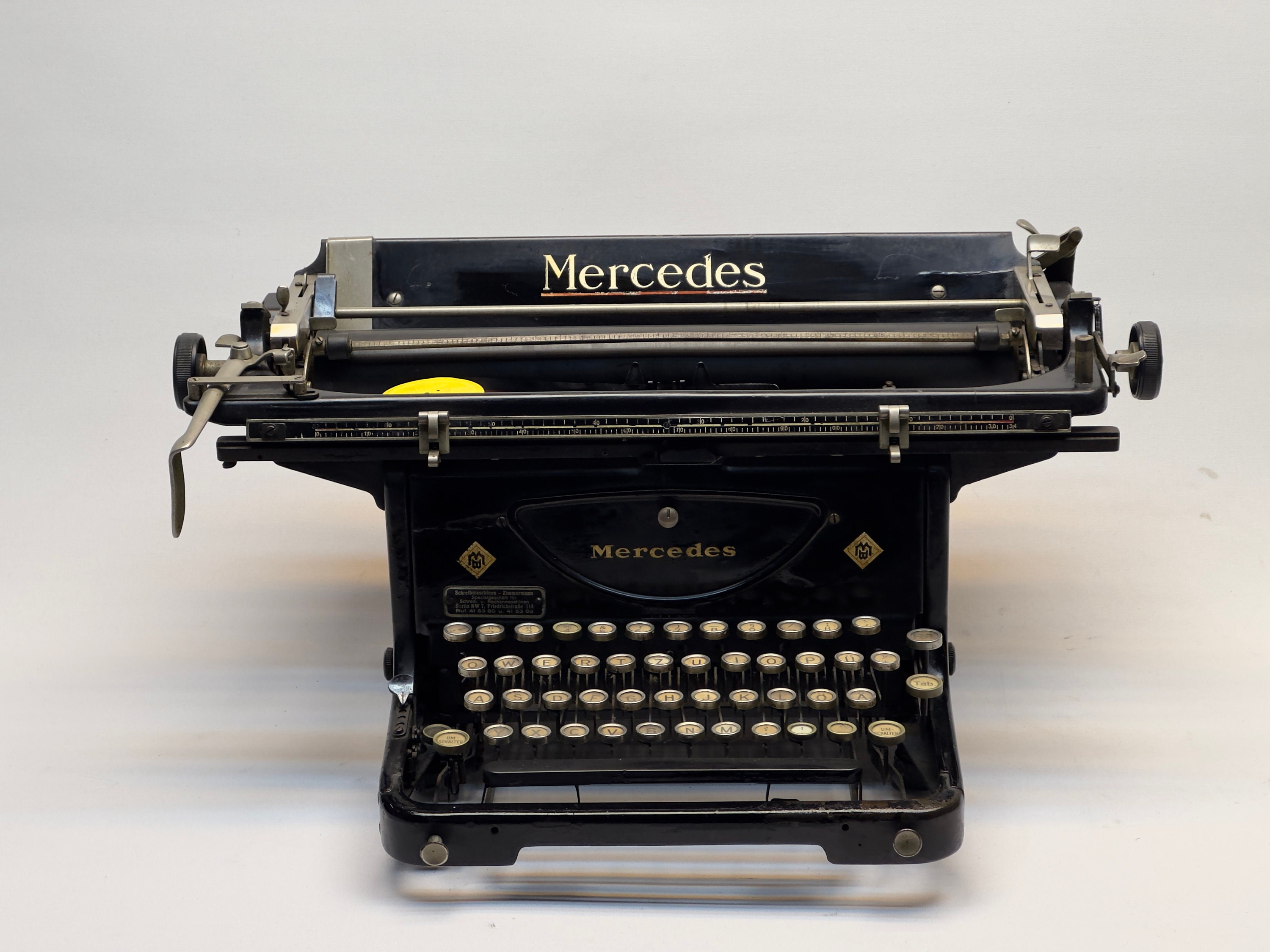 Mercedes Typewriter - Vintage 1935 Model With QWERTZ Layout and Glass ...