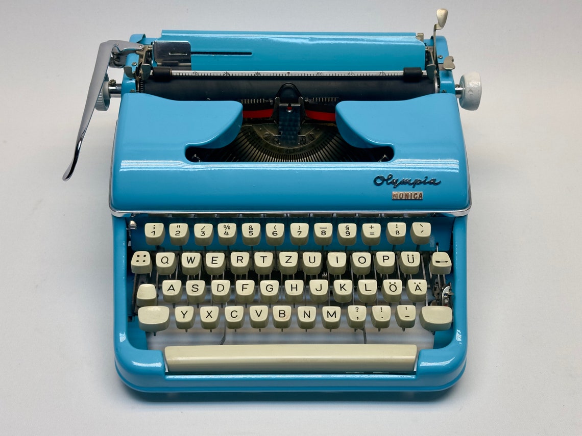 Blue Olympia Monica Typewriter 1960 Model, Excellent Condition White ...