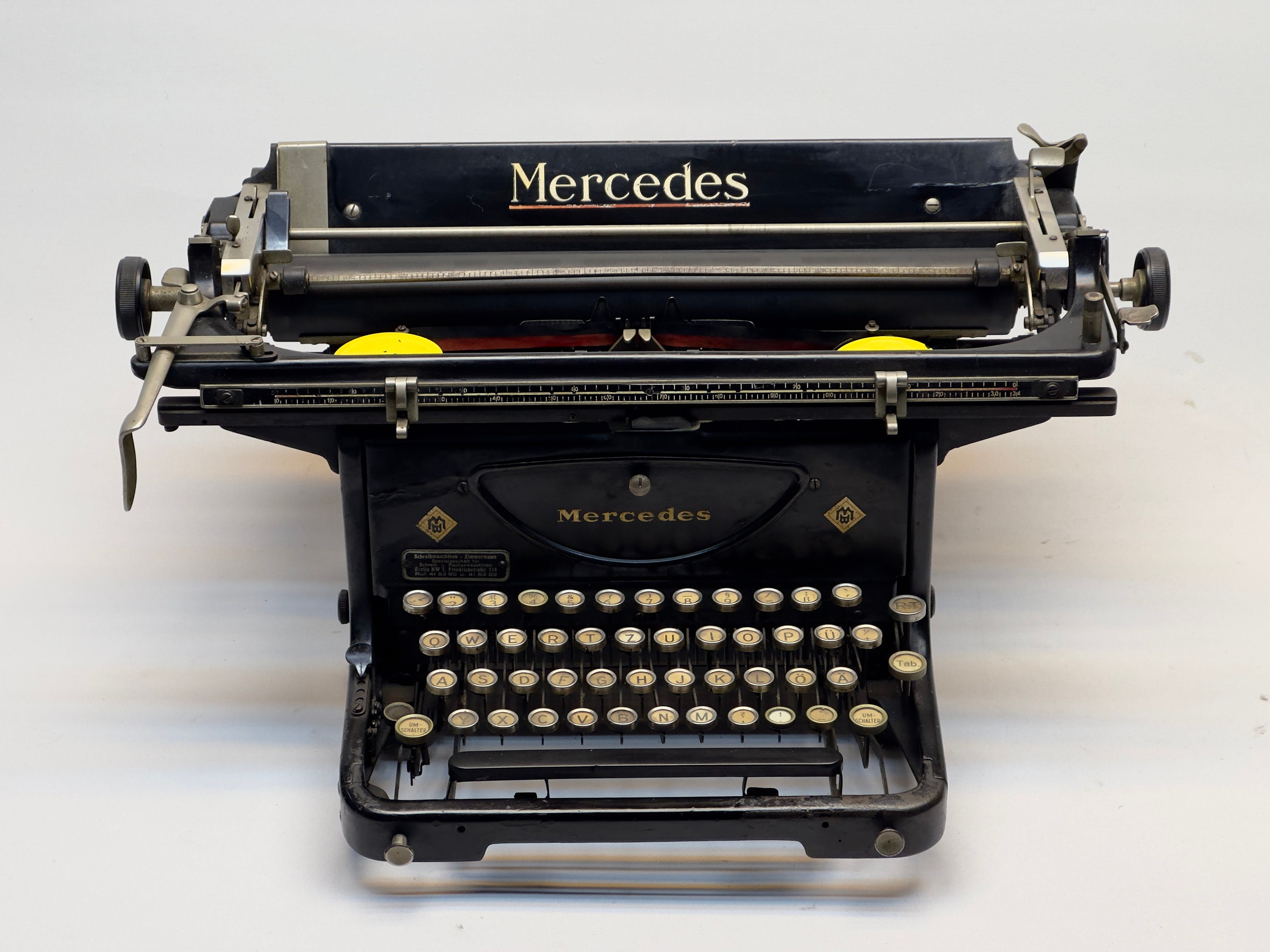 Mercedes Typewriter - Vintage 1935 Model With QWERTZ Layout and Glass ...