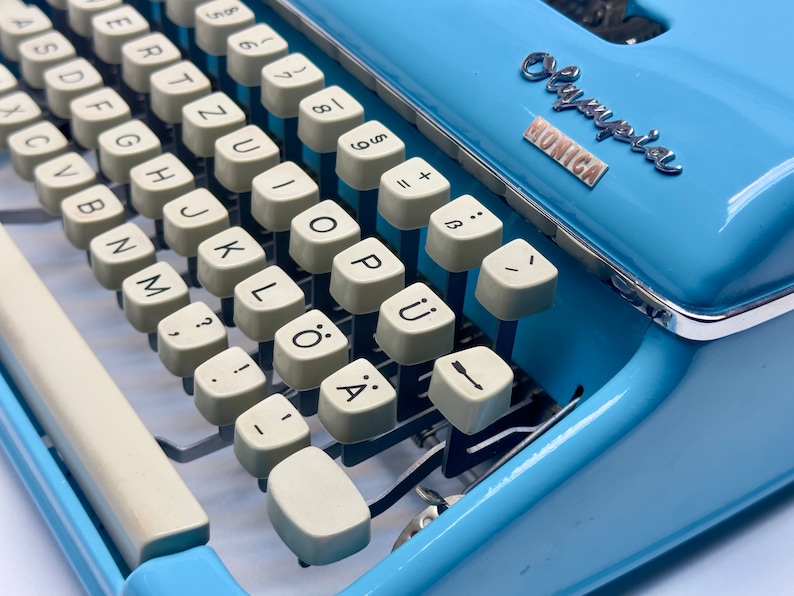 Blue Olympia Monica Typewriter - 1960 Model, Excellent Condition ...