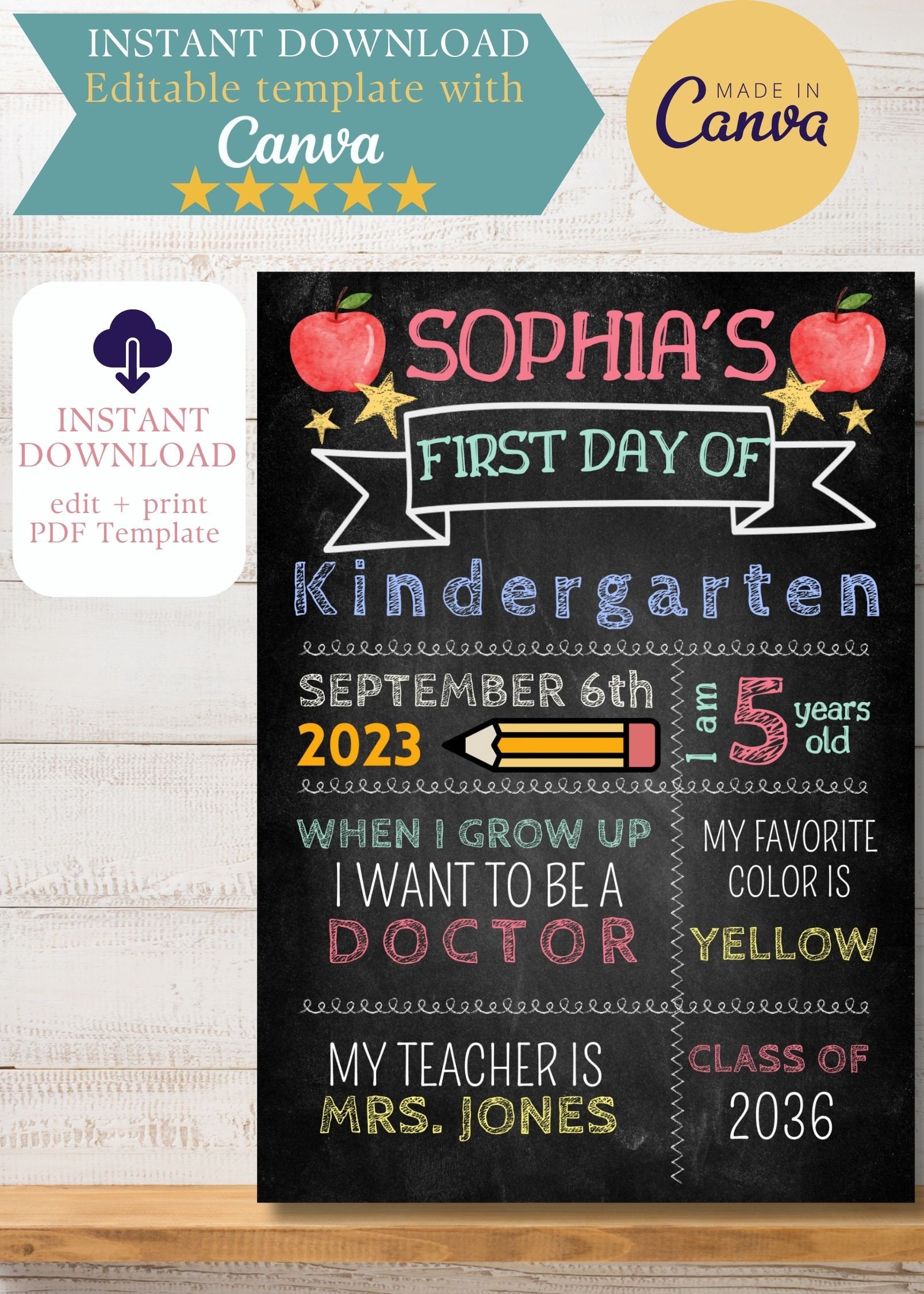 Editable Back to School Sign Printable Editable First Day of - Etsy