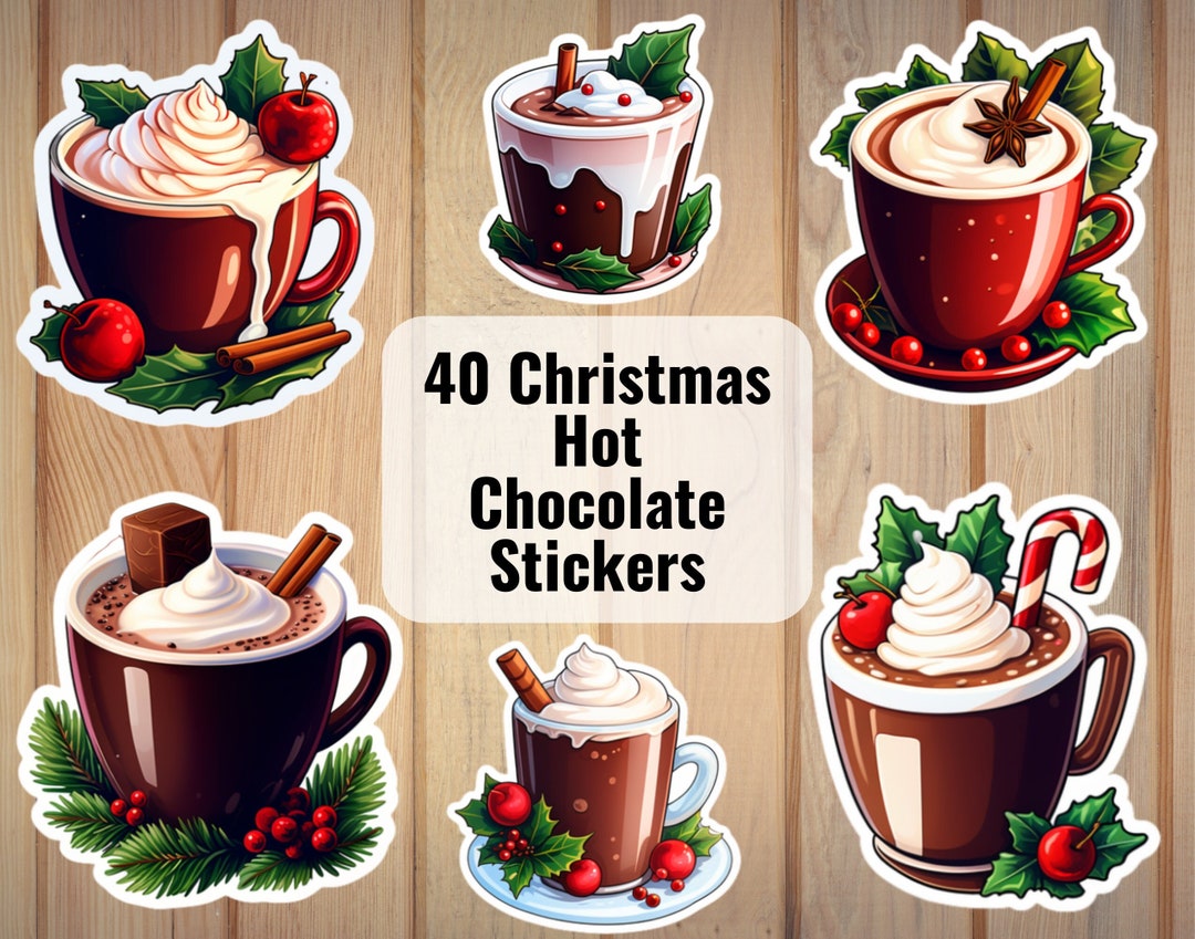 40 Digital Christmas Hot Chocolate Stickers Bundle, Downloadable ...