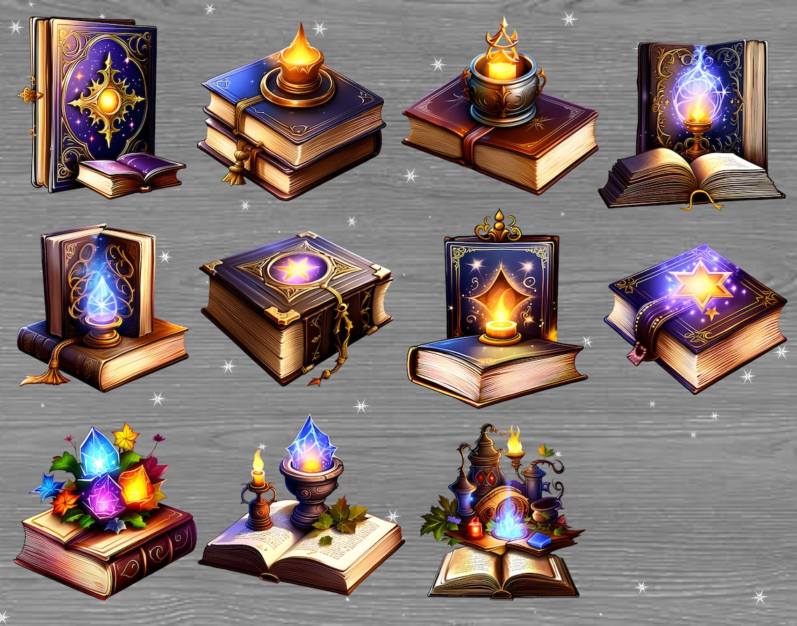 11 Digital Magical Books Clipart Bundle, Downloadable Digital PNG ...