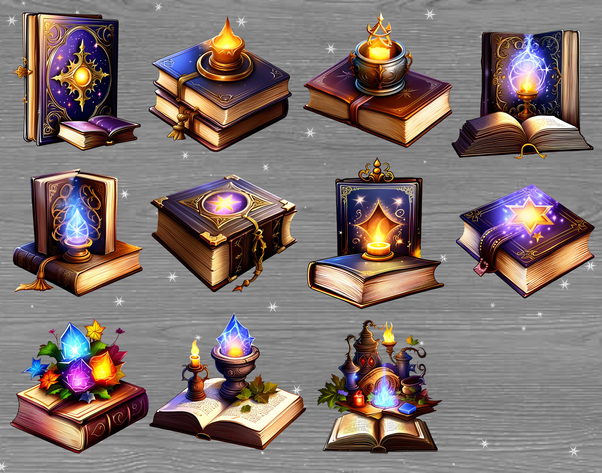 11 Digital Magical Books Clipart Bundle, Downloadable Digital PNG ...