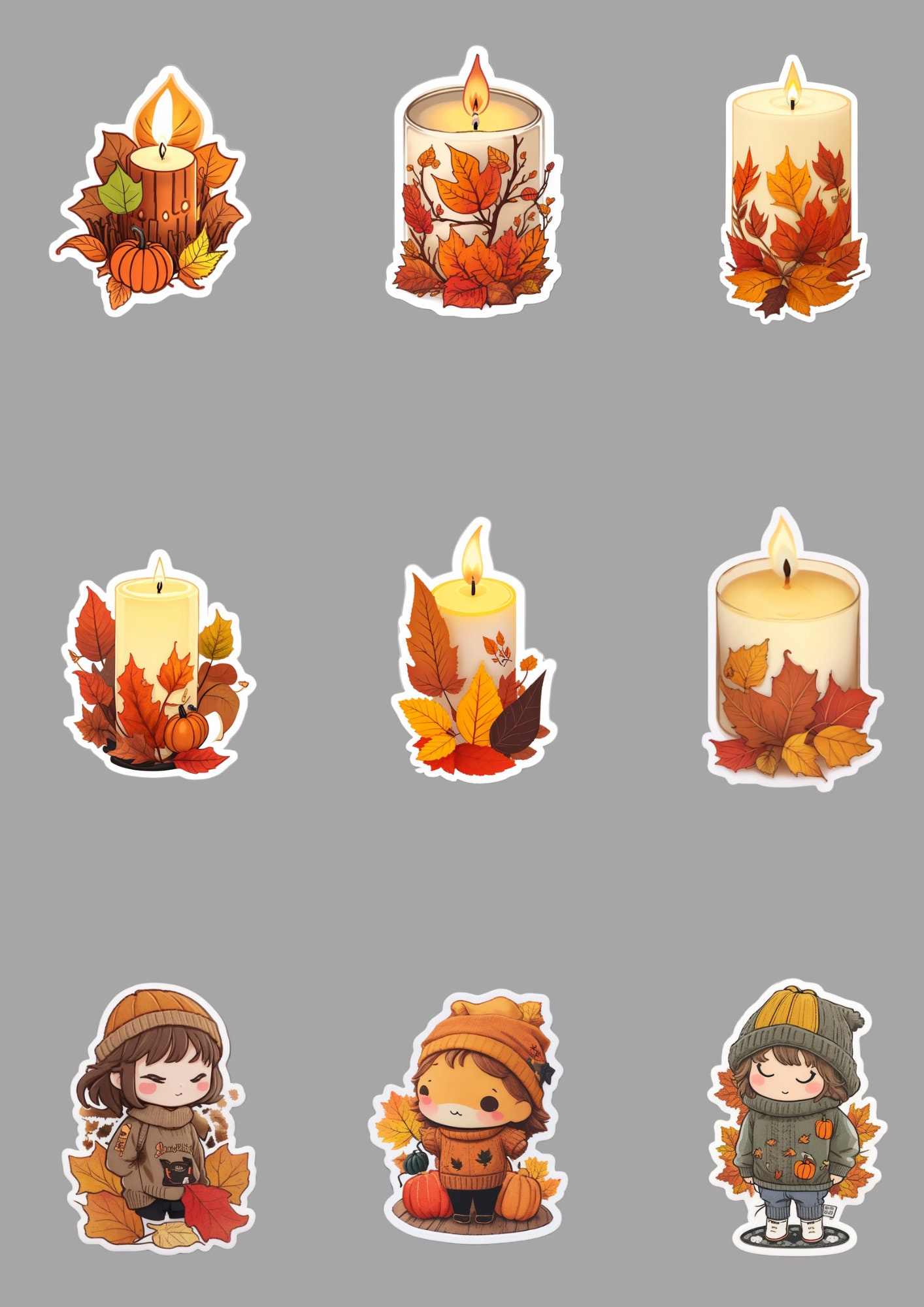 72 Autumn-themed Downloadable Digital Stickers, Season Sheets, PNG ...