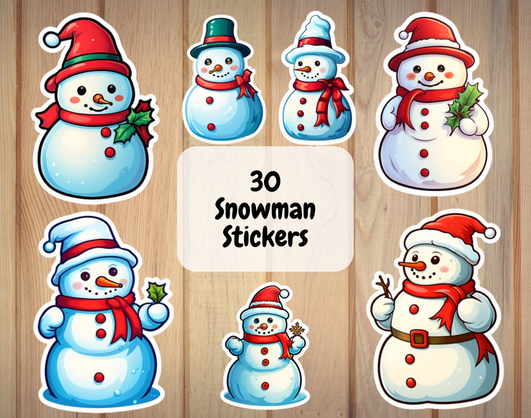 30 Digital Snowman Stickers Bundle, Downloadable Digital Sticker Sheets ...