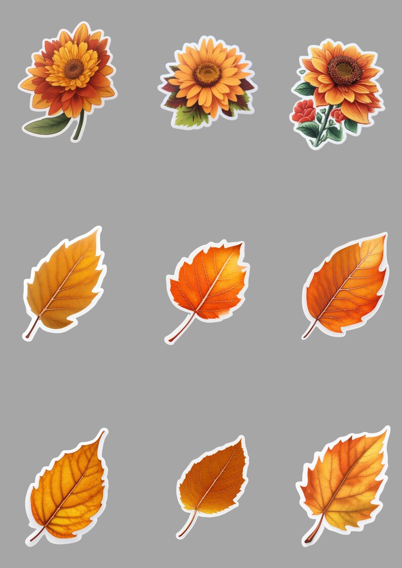 72 Autumn-themed Downloadable Digital Stickers, Season Sheets, PNG ...