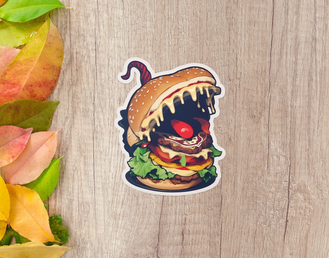 Digital Hamburger Monster Sticker, Downloadable and Printable Sticker ...