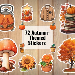 72 Autumn-themed Downloadable Digital Stickers, Season Sheets, PNG ...