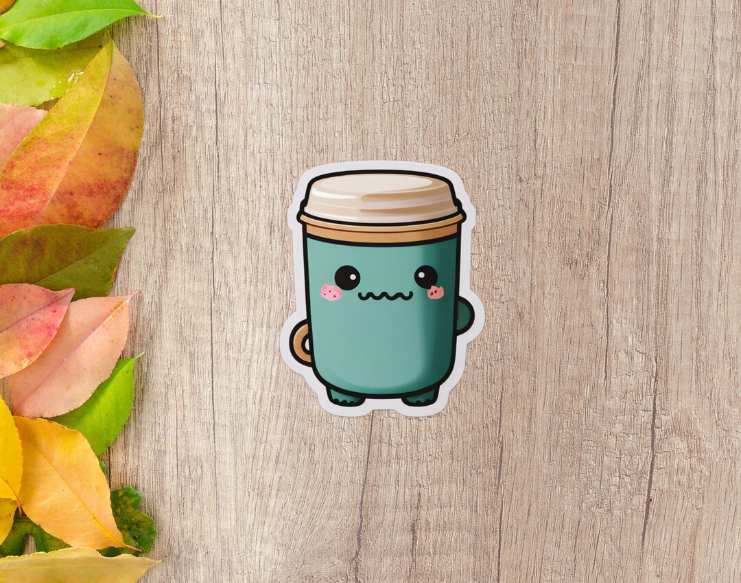 Digital Cute Coffee Cup Sticker, Downloadable and Printable Sticker ...