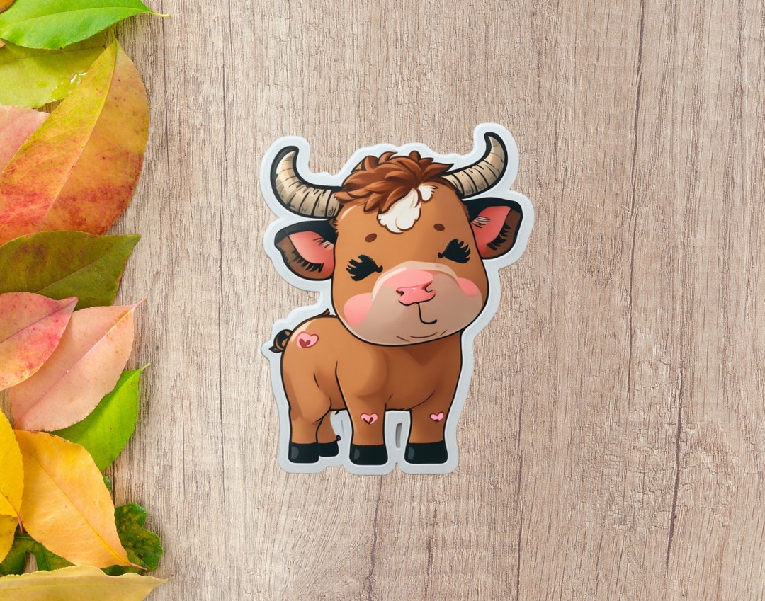 Digital Cute Bull Sticker Downloadable and Printable Sticker - Etsy