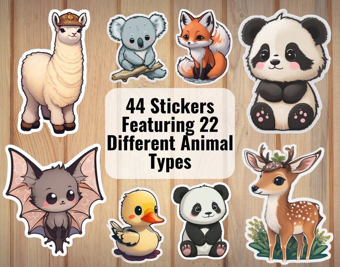 44 Animal-themed Downloadable Digital Sticker Sheets, PNG Stickers ...