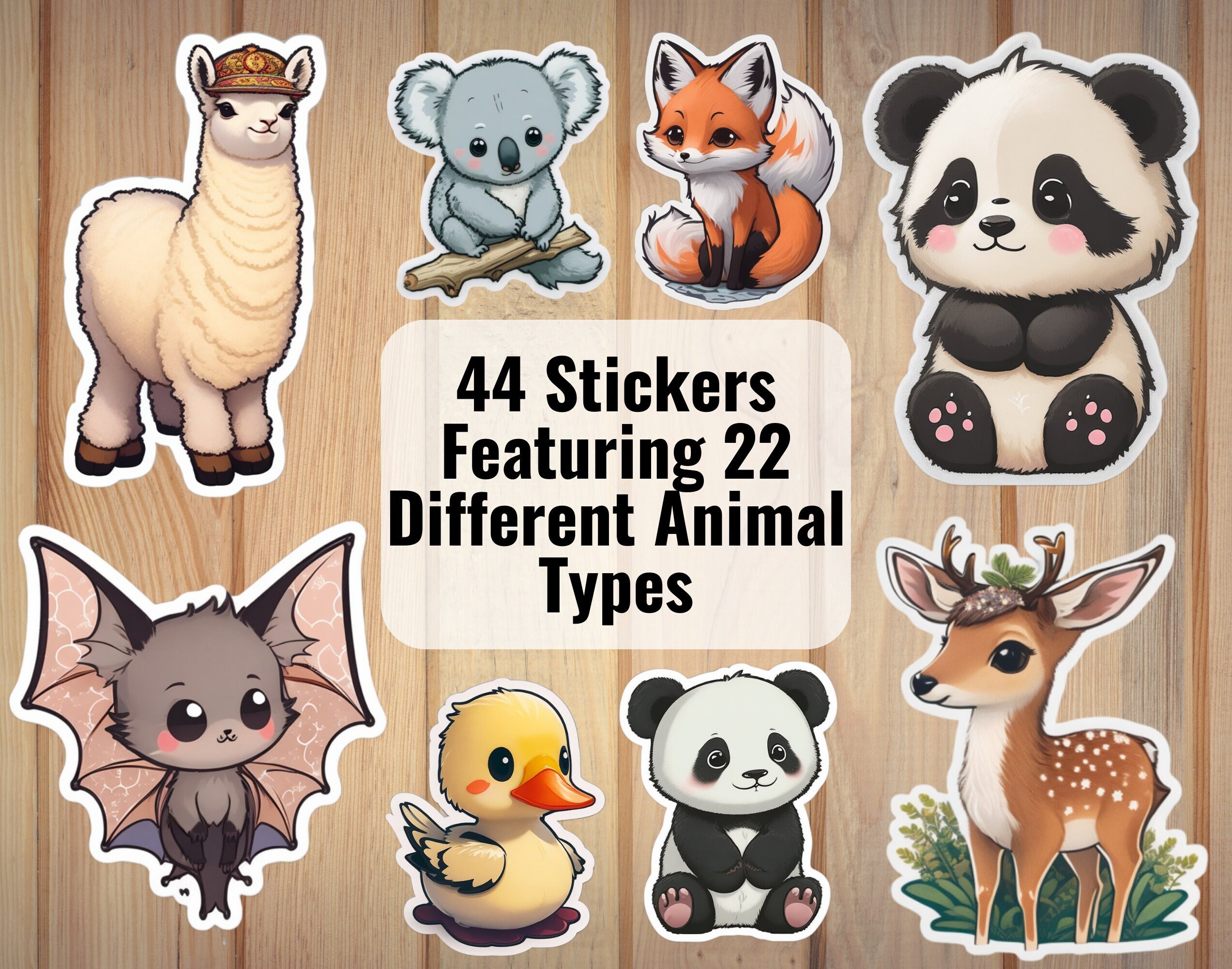44 Animal-themed Downloadable Digital Sticker Sheets, PNG Stickers ...