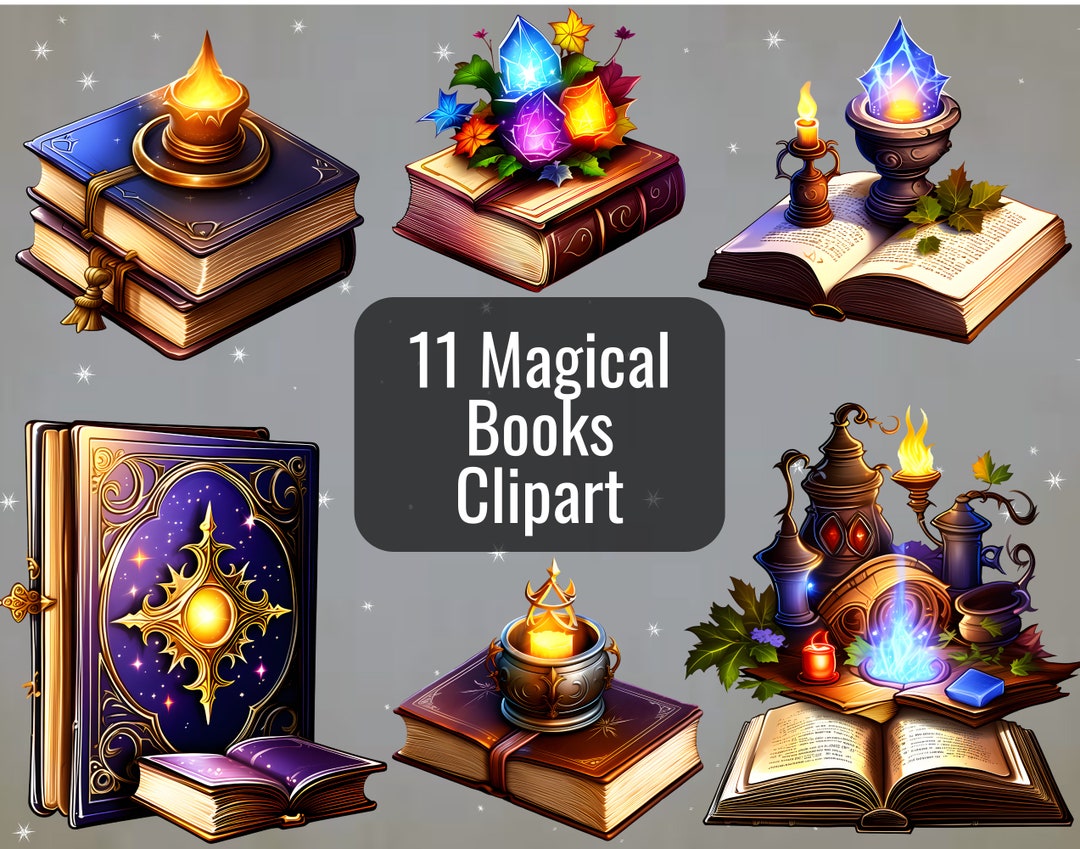 11 Digital Magical Books Clipart Bundle, Downloadable Digital PNG ...