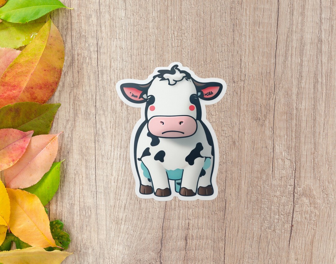 Digital Cute Cow Cartoon Sticker, Downloadable and Printable Sticker ...