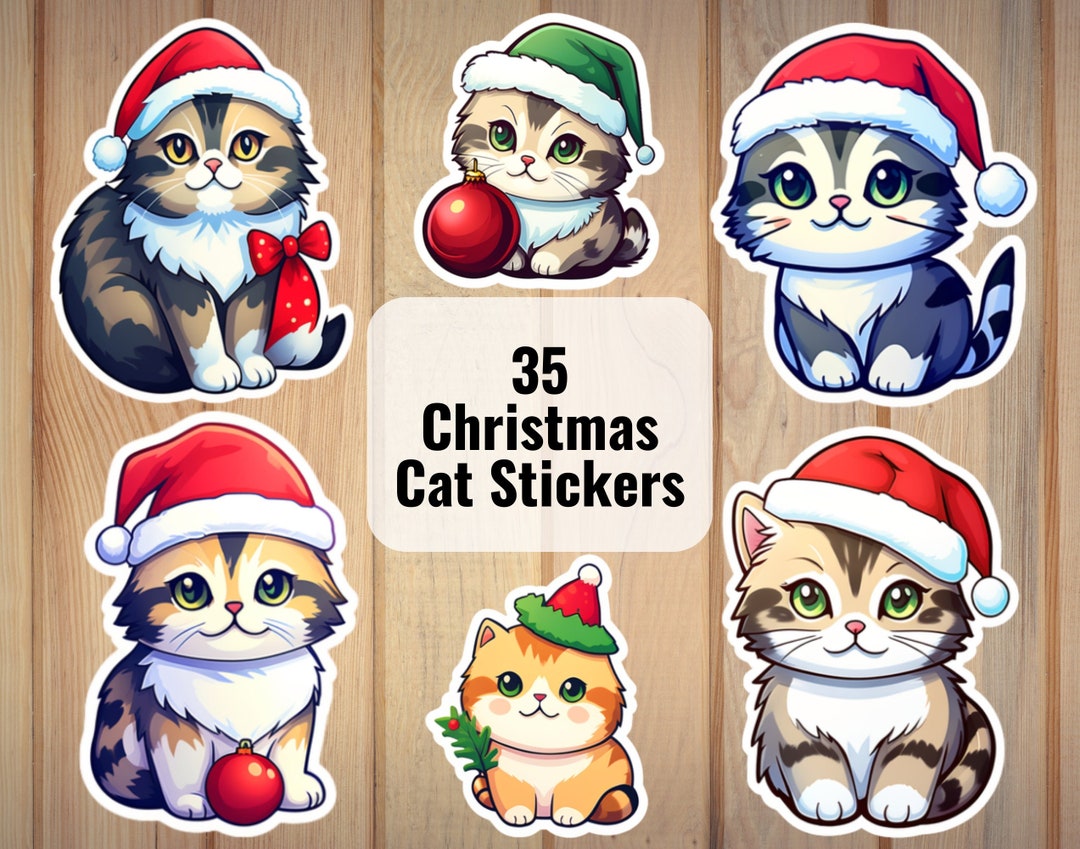 35 Digital Christmas Cat Stickers Bundle, Downloadable Digital Sticker ...