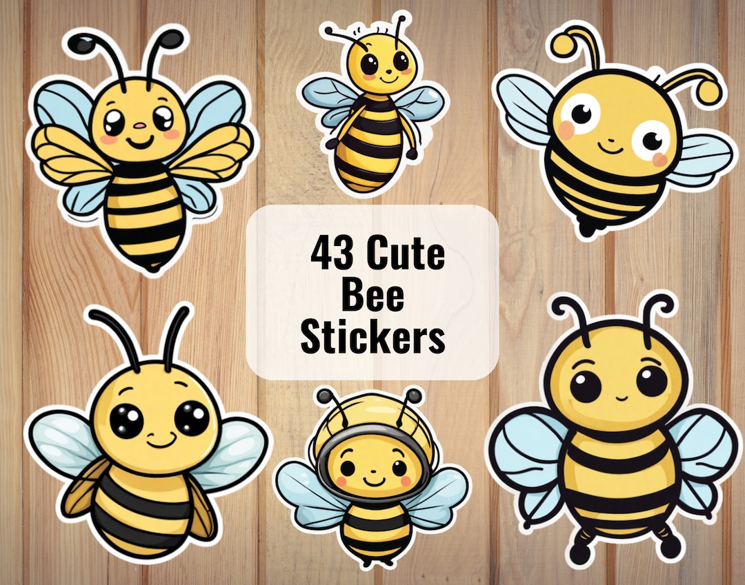 43 Digital Cute Baby Bee Stickers Bundle, Downloadable Digital Sticker ...